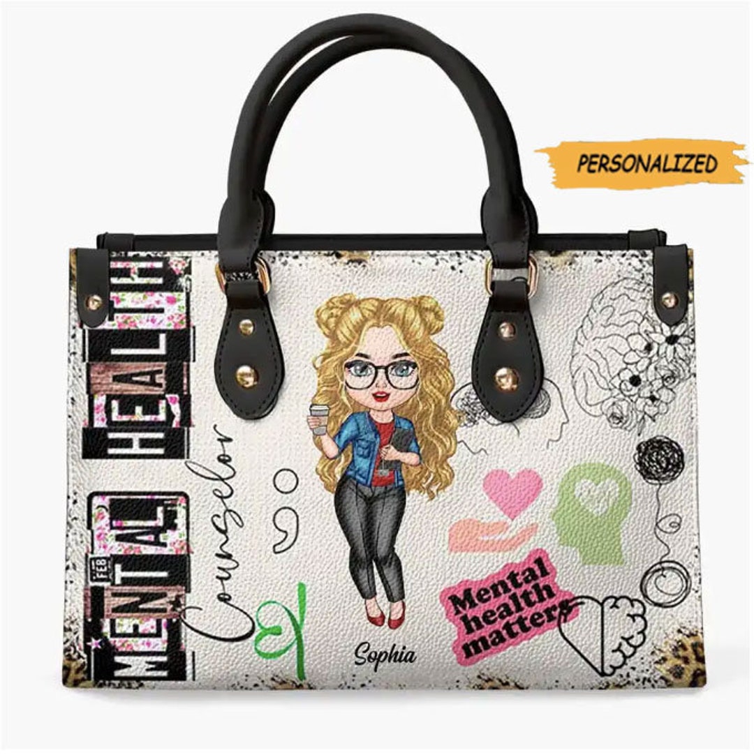 Personalized Leather Bag, Gift for Mental Health Therapist ...