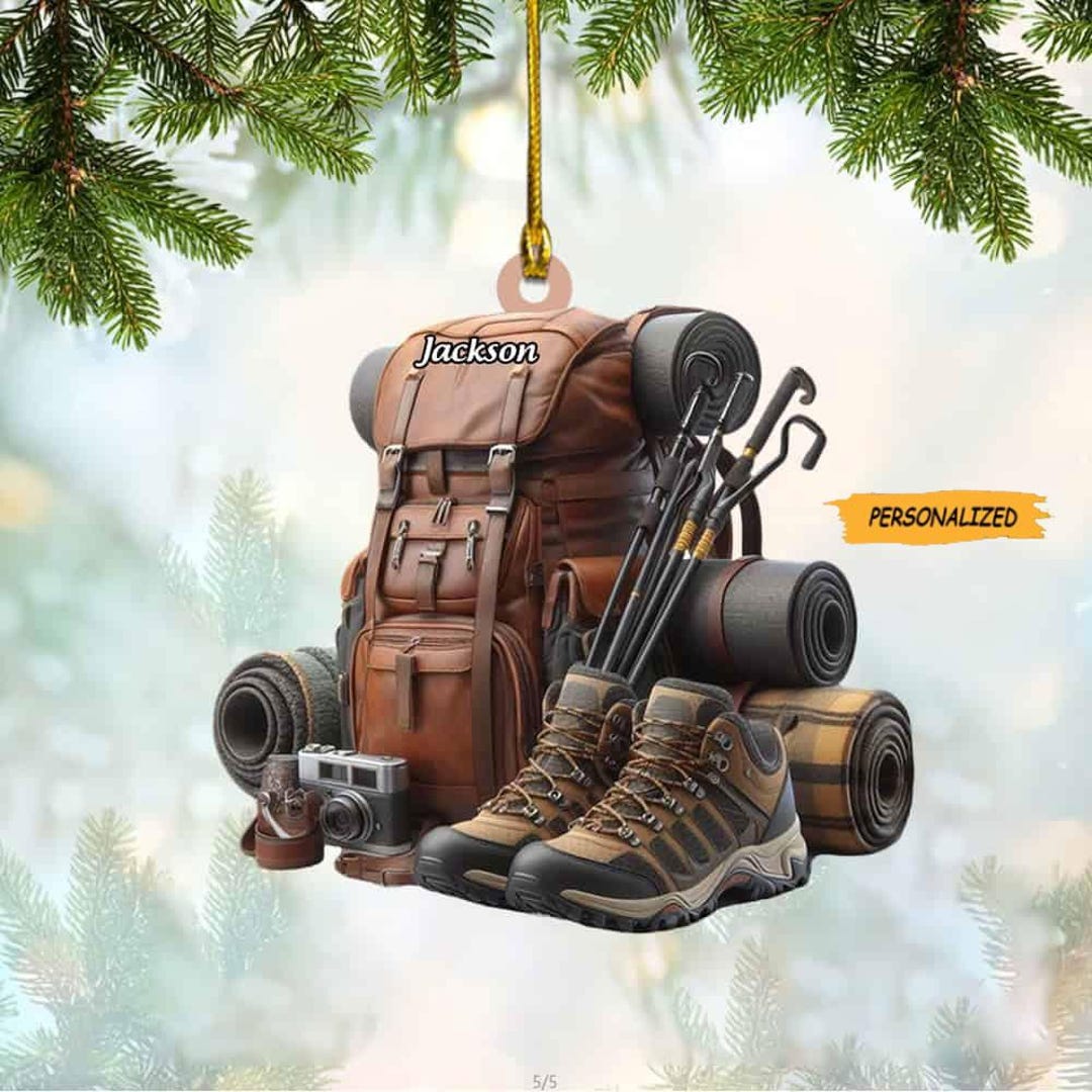 Personalized Hiking Bag Ornament, Gift for Camping Lover and Hiking ...
