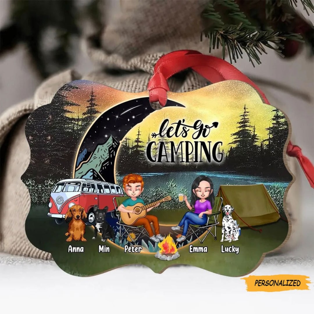 Personalized Couple Camping Moon Ornament, Gift Idea for Camping Lover ...