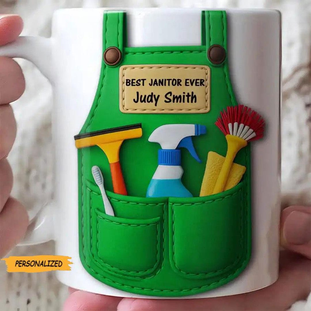 Best Janitor Ever With Janitorial Tools, Personalized Coffee Mug, Gift ...