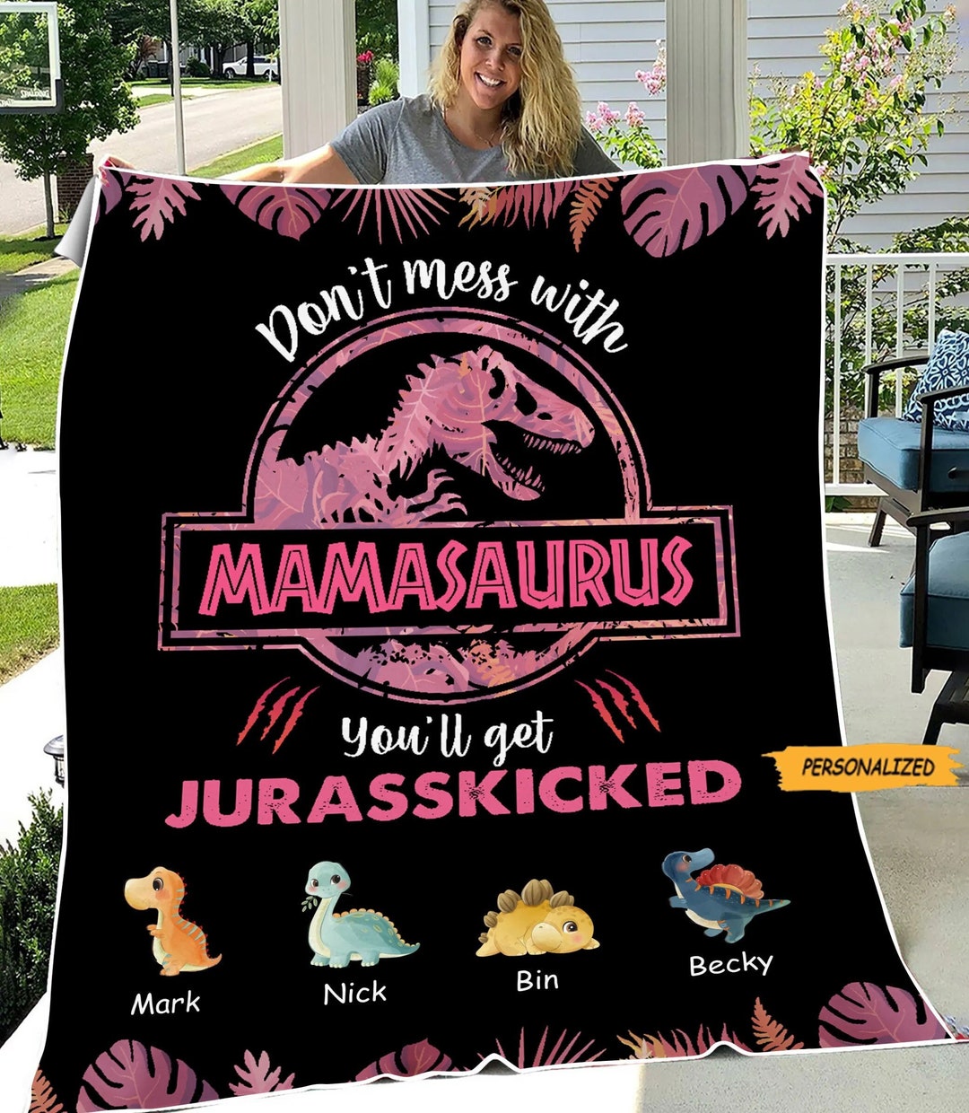 Don’t Mess With Mamasaurus Personalized Blanket, Best Gift for Mother ...