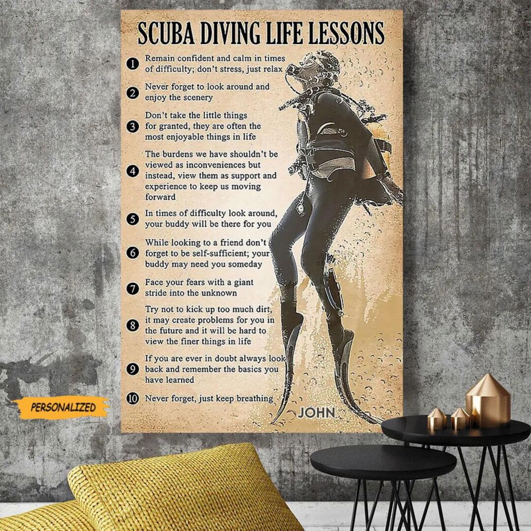 Personalized Scuba Diving Life Lessons Poster, Gift for Diving Lovers ...