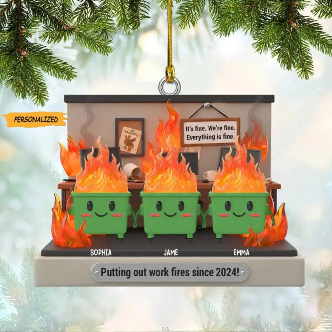 Personalized Dumpster Fire Custom 2D Flat Acrylic Ornament, Christmas ...