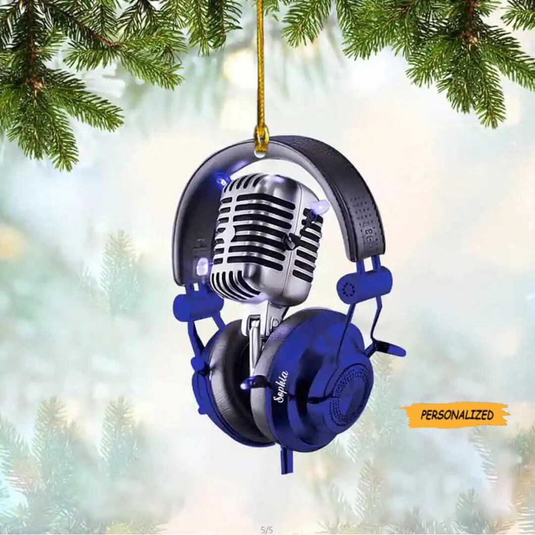 Personalized Microphone Christmas Ornament, Gift for Sing Lover, Gift ...