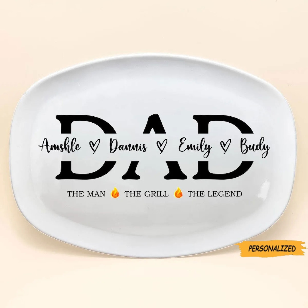 Personalized Dad Grilling Platter, Custom Name Family BBQ Grilling ...