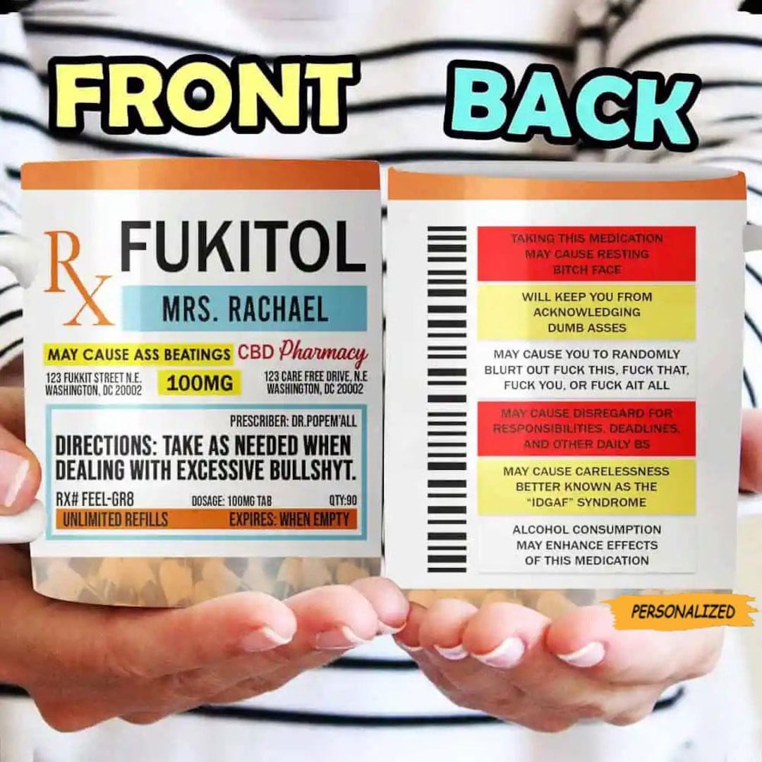 Fukitol Rx Prescription Personalized Funny Mug, Gift for Coworkers ...