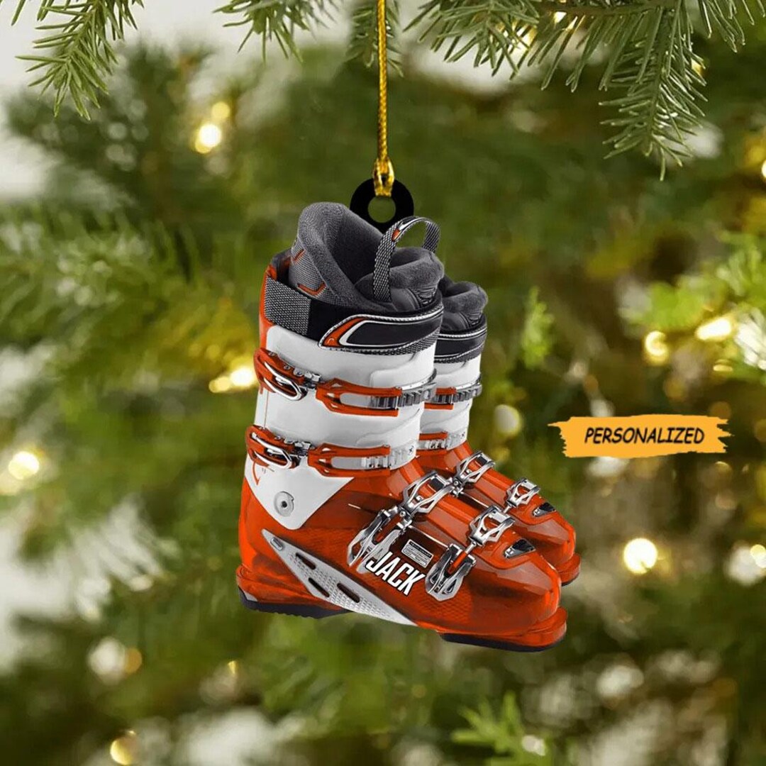 Winter Skiing Boots Personalized Christmas Ornament, Gift for Skiing ...