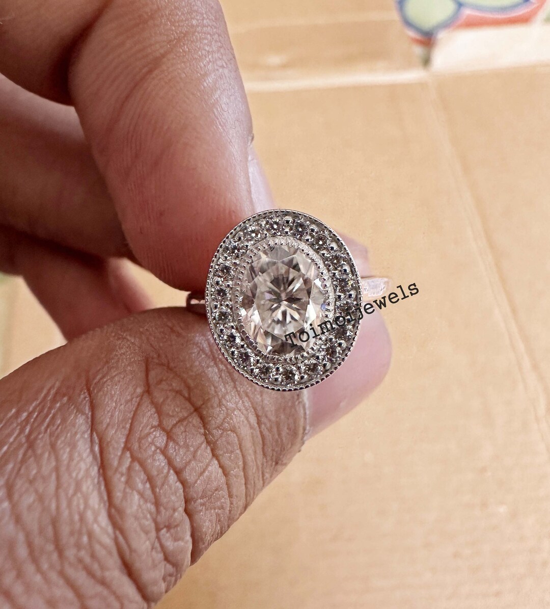 Milgrain Bezel Ring Art Deco Engagement Ring 1.5 Ctw Oval Cut ...