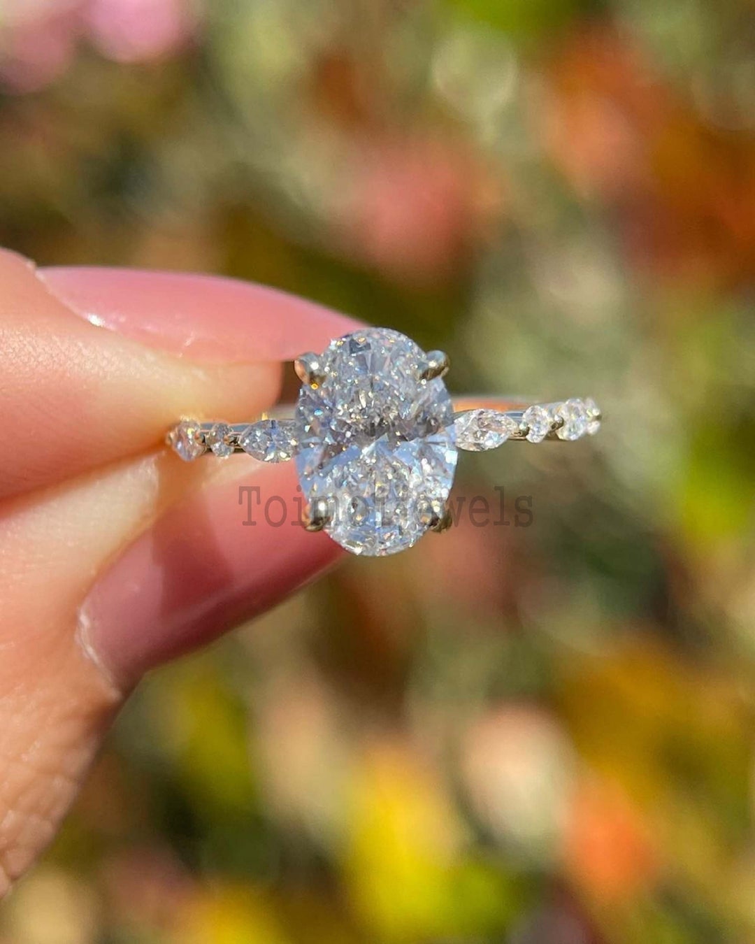 Sparkling Oval Engagement Ring Marquise Bubble Band Ring 2 CT - Etsy