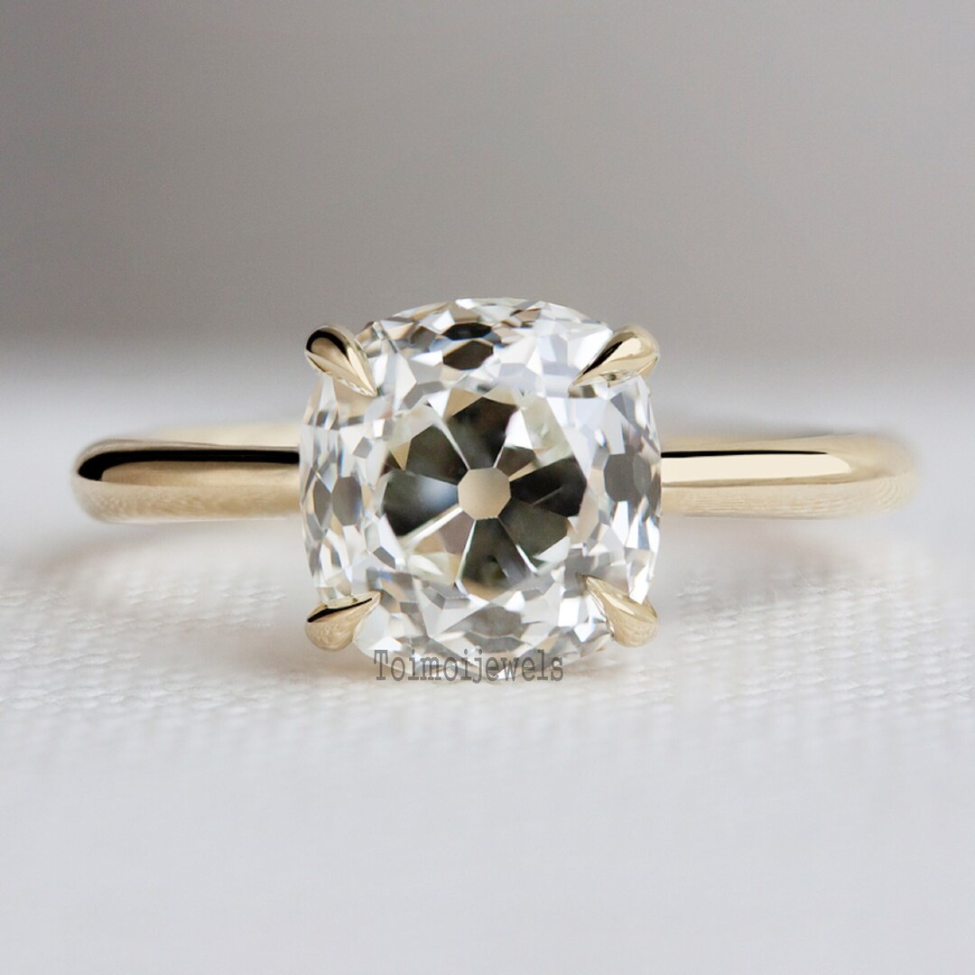 Old Mine Cut Engagement Ring Hidden Halo Diamond Ring Old Mine - Etsy