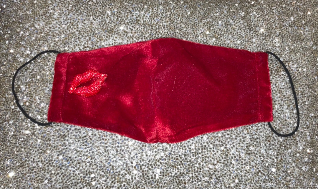 Velvet Wine Mask With Swarovski Lips - Etsy