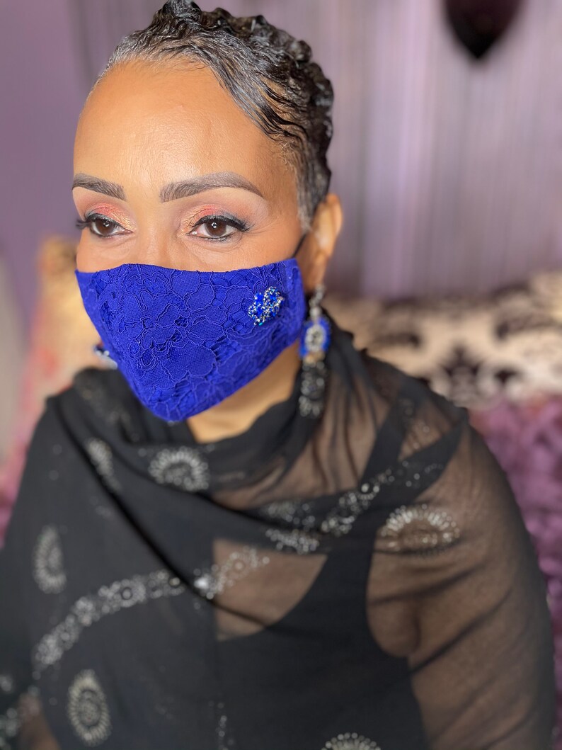 Blue Lace Mask With Swarovski Crystal - Etsy