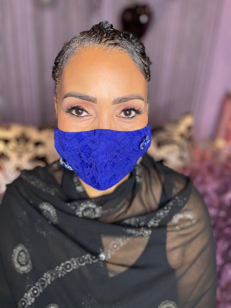 Blue Lace Mask With Swarovski Crystal - Etsy