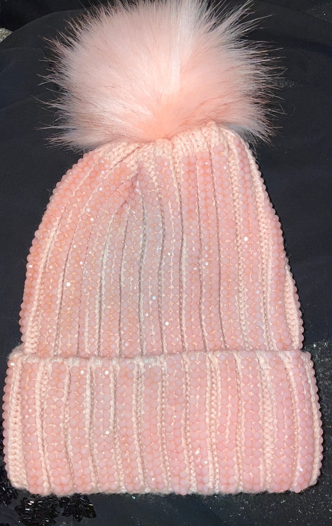 Light Pink Beanie With Swarovski Crystal - Etsy