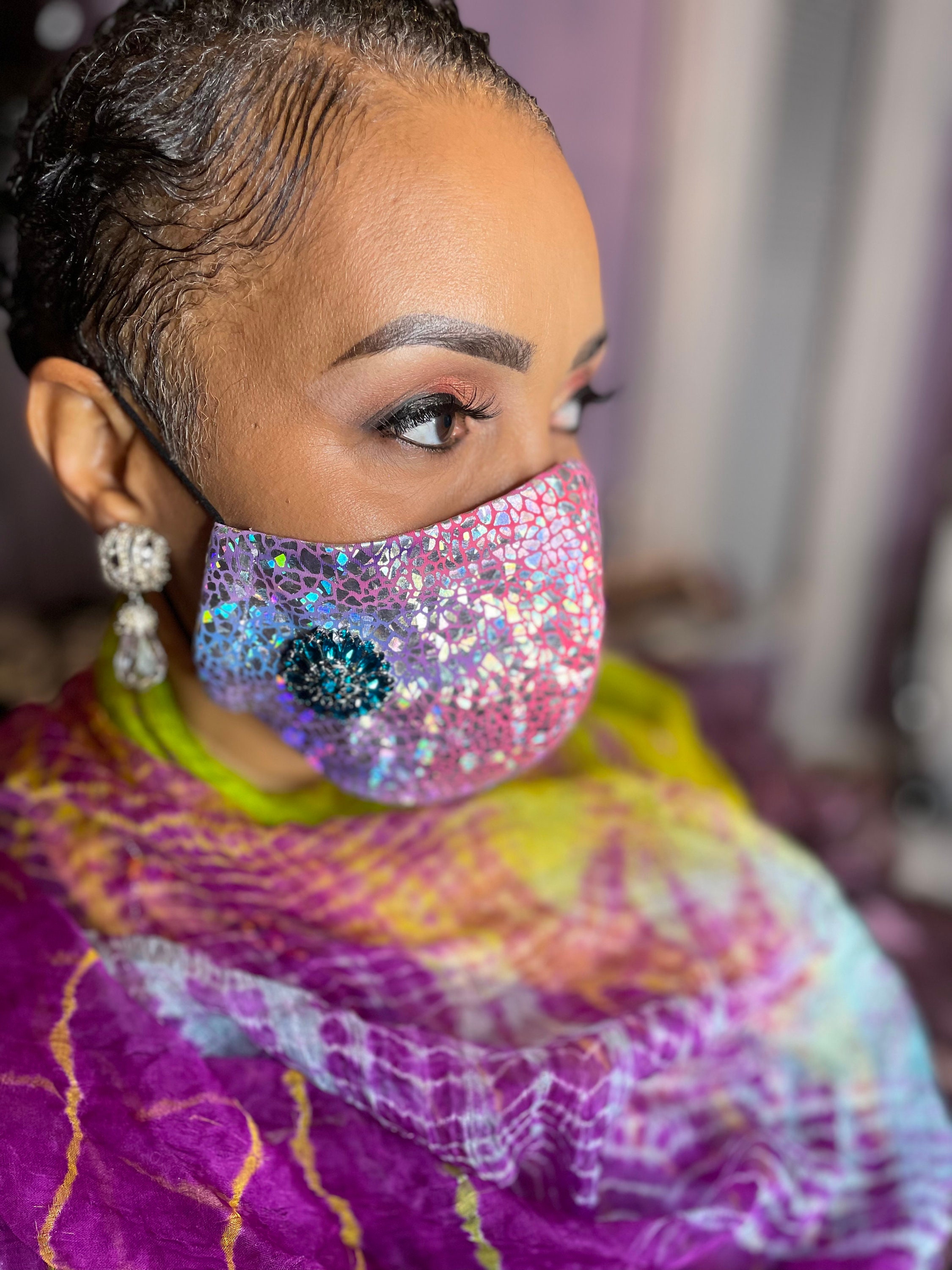 Iridescent Rainbow Mask With Swarovski Crystal - Etsy