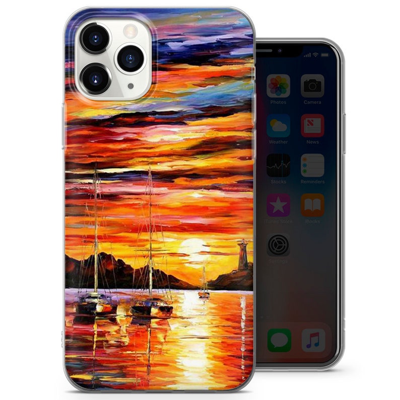 Art Sunset Phone Case Fine Art Paint Cover for iPhone 17, 16, 15, 14 ...