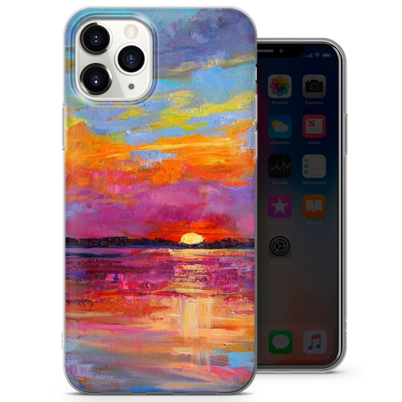 Art Sunset Phone Case Fine Art Paint Cover for iPhone 17, 16, 15, 14 ...