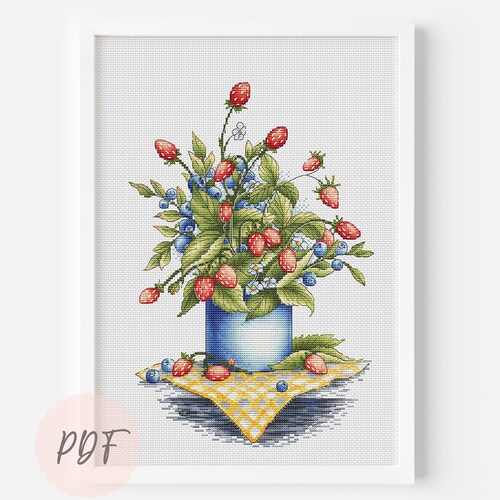 Strawberry Cross Stitch Pattern PDF Berries Counted Cross - Etsy