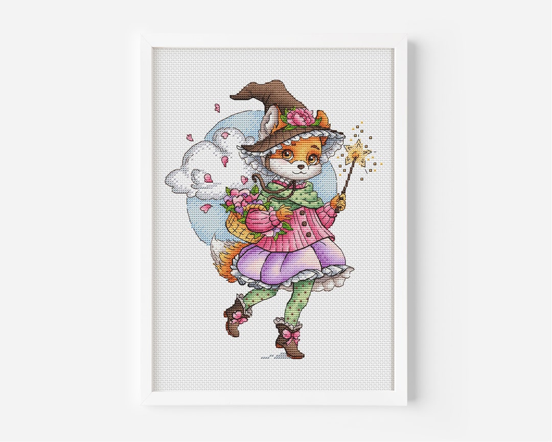 Fox Cross Stitch Pattern Mythical Mischief Moonlight Magic Bewitching ...