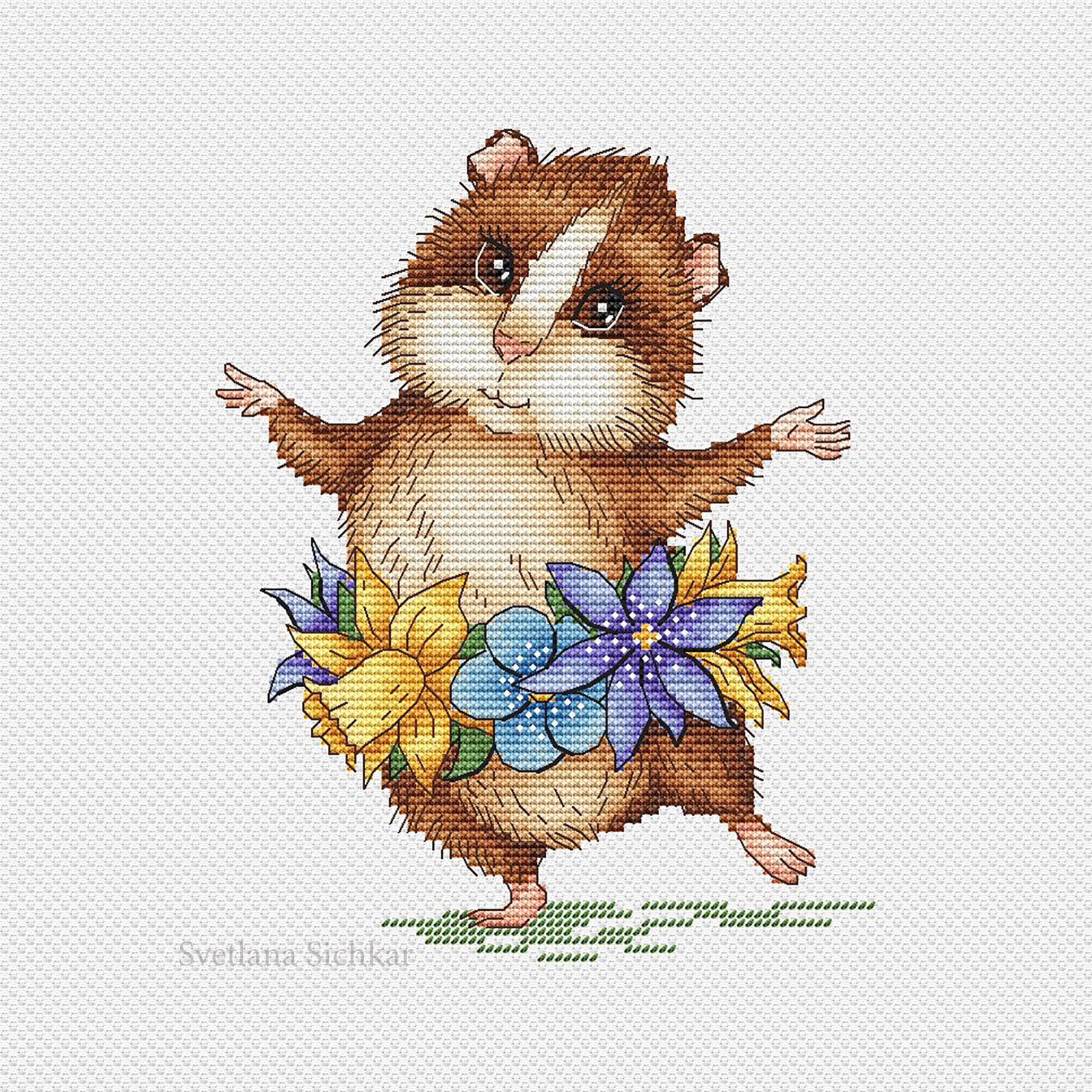 Guinea Pig Cross Stitch Pattern PDF Funny Dancing Cavy - Etsy
