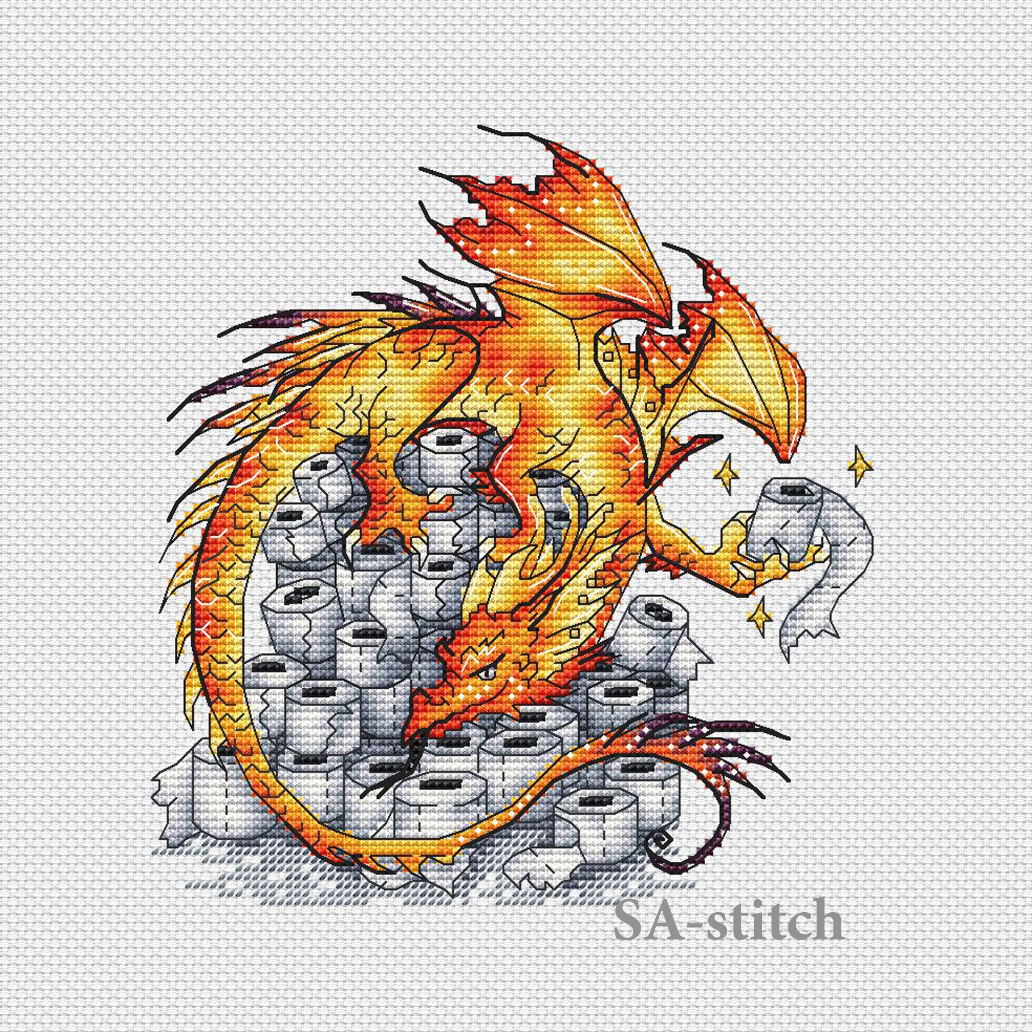 Dragon Cross Stitch Pattern PDF King of Dragon Cross Stitch - Etsy
