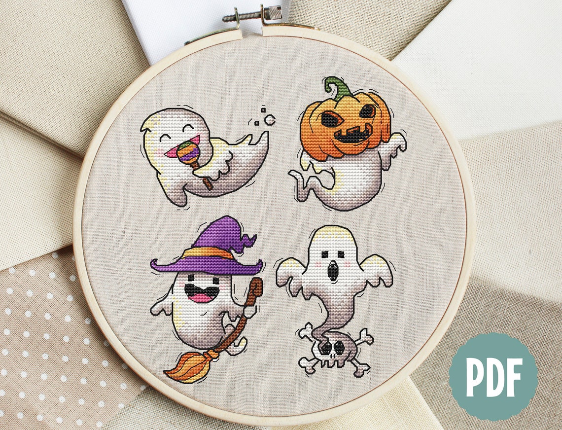 Ghost Cross Stitch Pattern PDF Instant Download Wraith Cross - Etsy