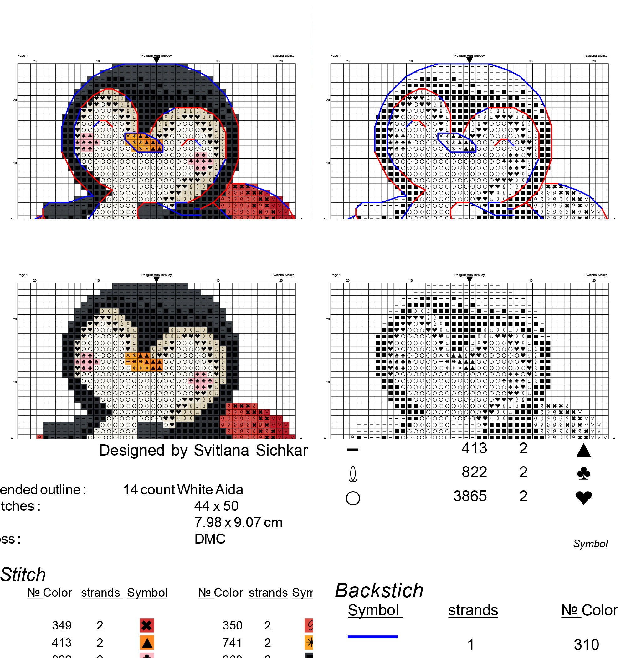 Baby Penguin Cross Stitch,penguin Vacation Hand Embroidery Pattern PDF ...