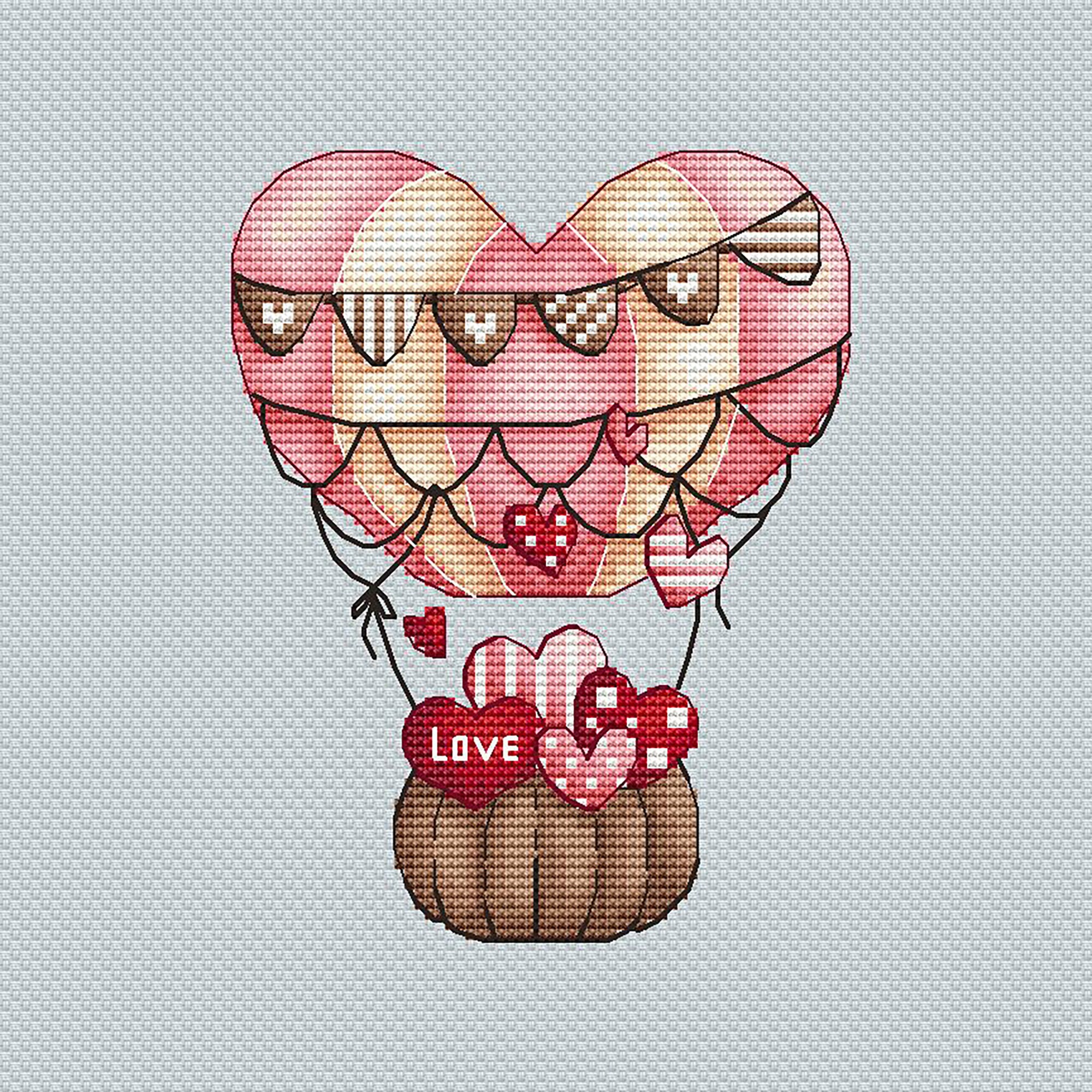 Balloon Cross Stitch Pattern PDF Instant Download Love | Etsy