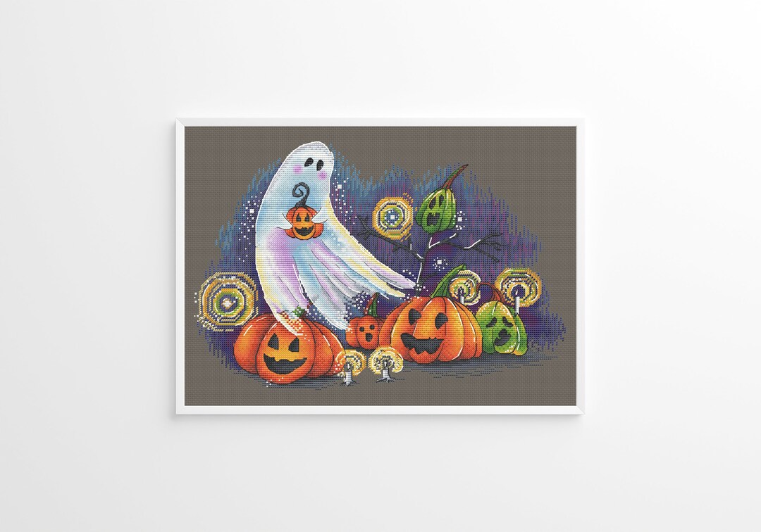 Halloween Cross Stitch Pattern Spooky Wraith Cross Stitch Pattern Scary ...