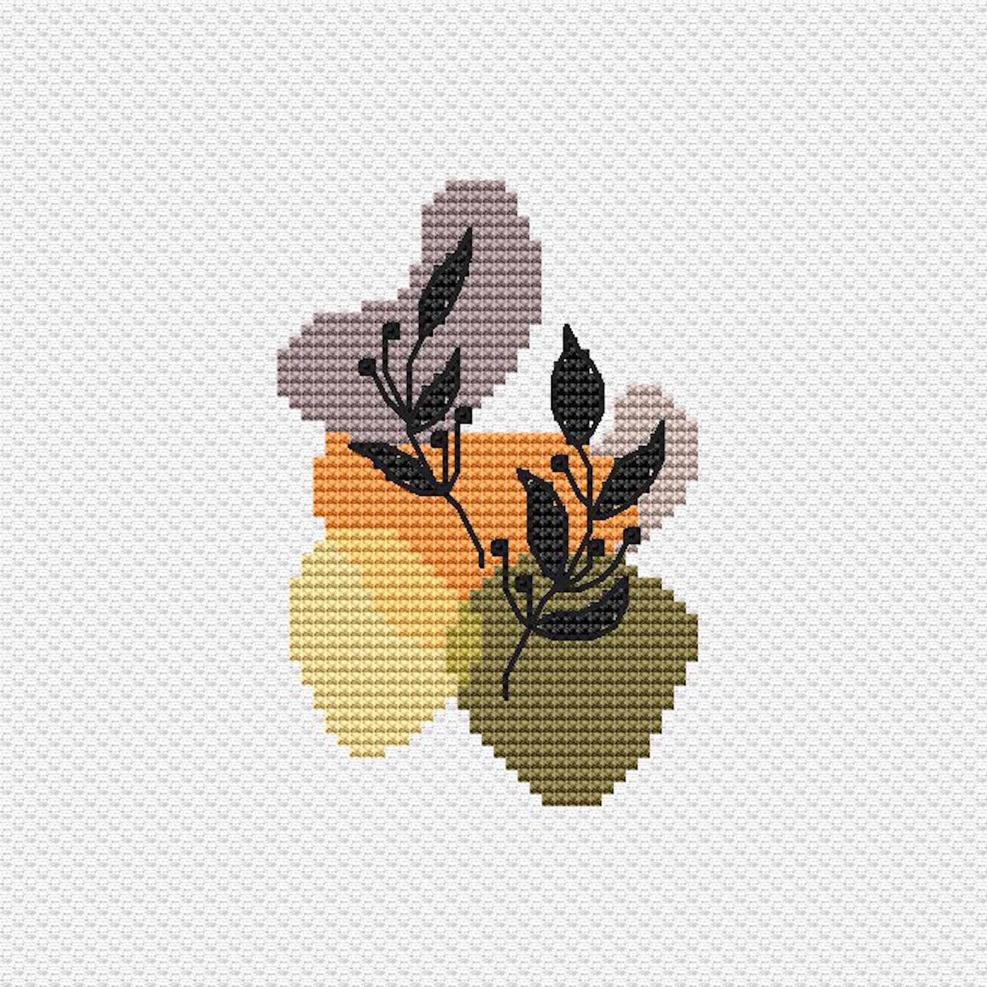 Boho Cross Stitch Pattern PDF, Modern Cross Stitch, Plant Cross Stitch ...