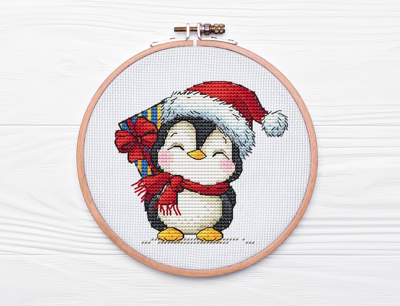 Little Penguin Cross Stitch Pattern Christmas Penguin Cross - Etsy