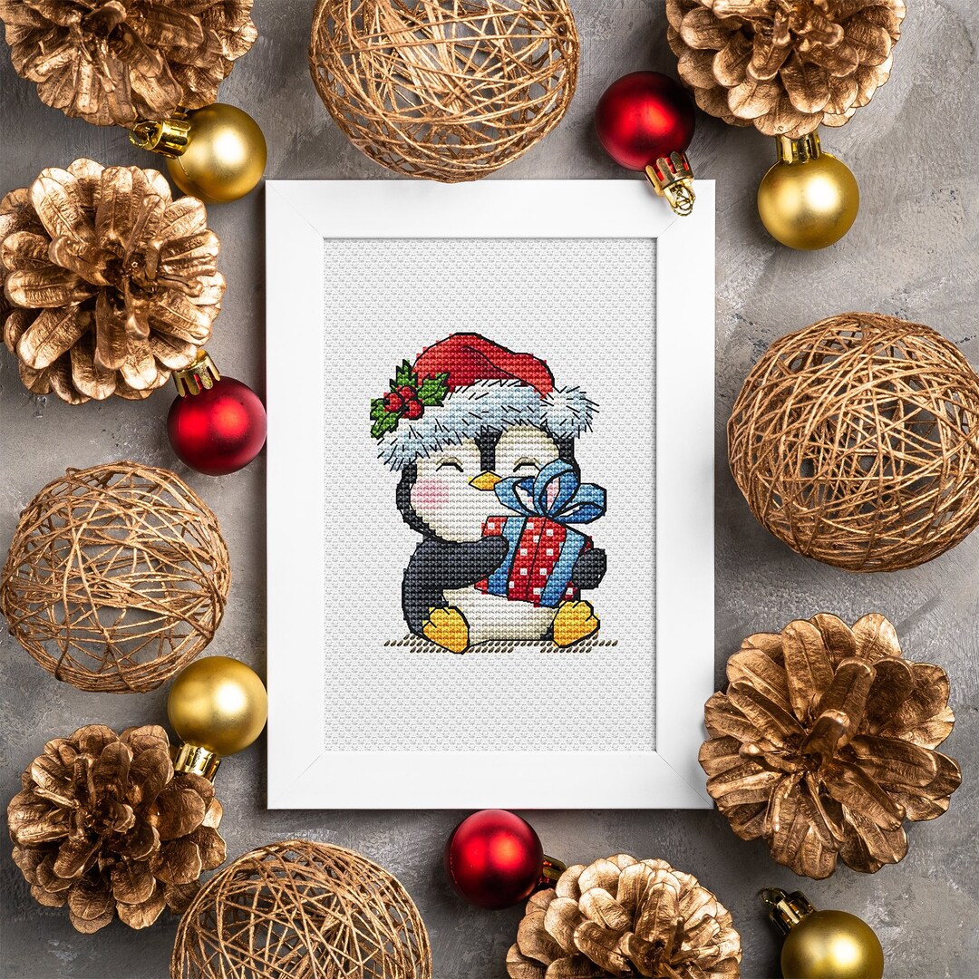 Christmas Cross Stitch Pattern, Penguin Cross Stitch,holidays Cross ...