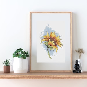 Sunflower Cross Stitch Chart, Flower Counted Cross Stitch Pattern Pdf ...