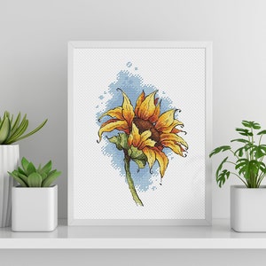 Sunflower Cross Stitch Chart, Flower Counted Cross Stitch Pattern Pdf ...