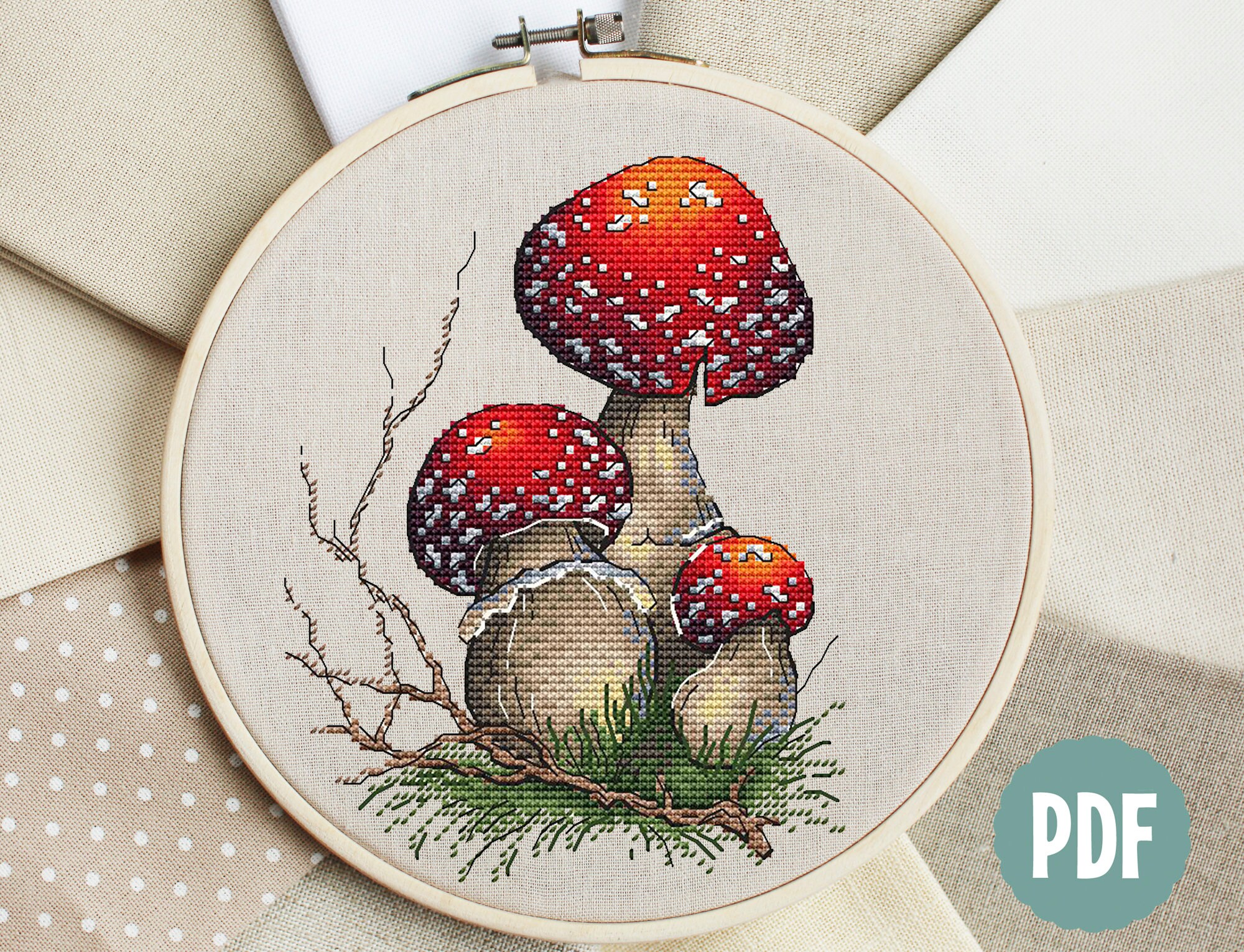 Mushrooms Cross Stitch Pattern PDF Amanita Instant Download | Etsy ...