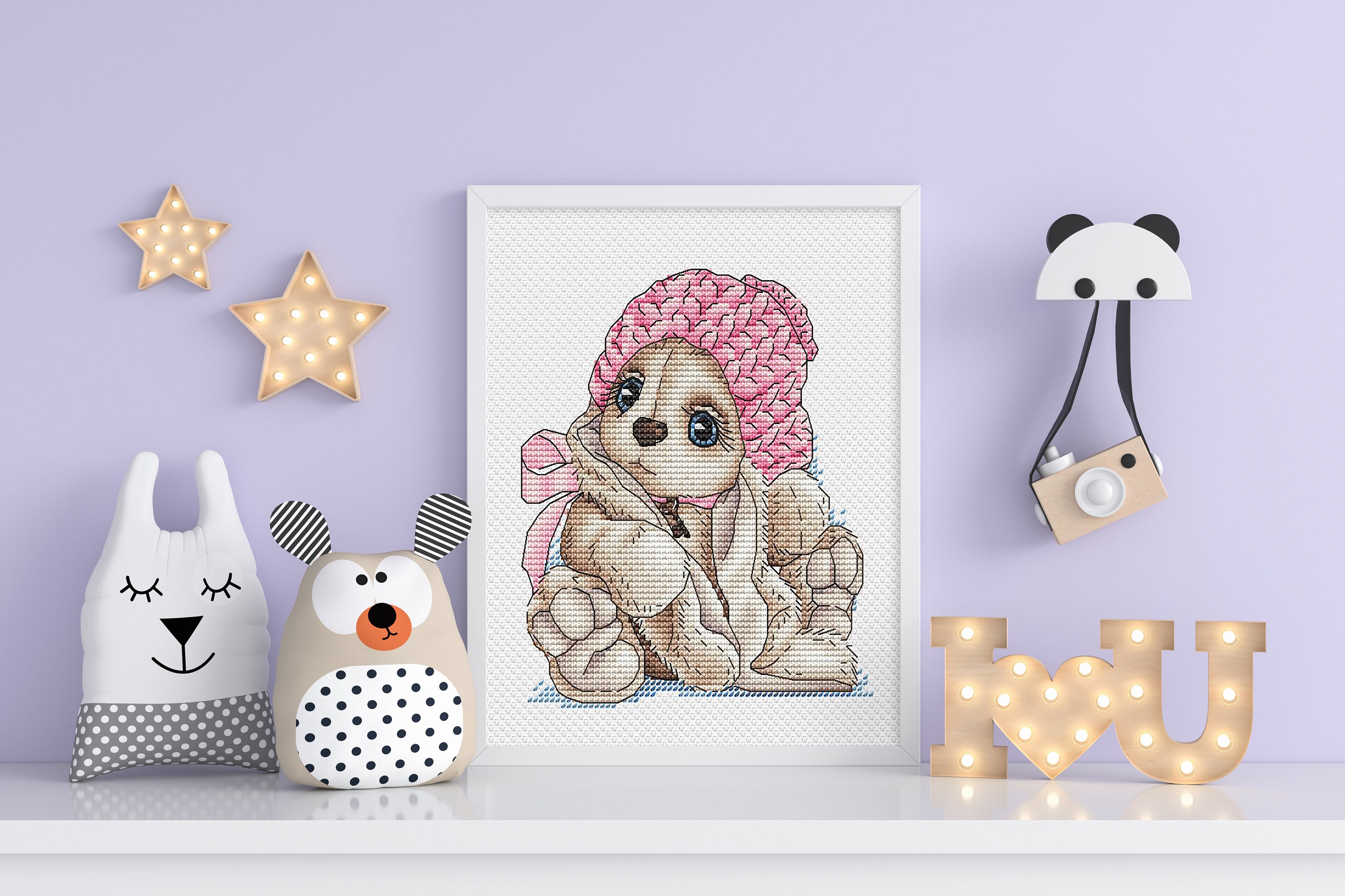 Red Knitted Hat Rabbit Cross Stitch Pattern PDF Bunny Cross - Etsy