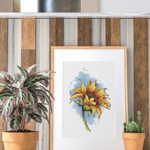 Sunflower Cross Stitch Chart, Flower Counted Cross Stitch Pattern Pdf ...