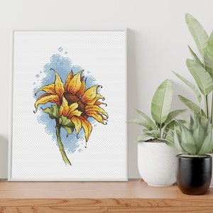Sunflower Cross Stitch Chart, Flower Counted Cross Stitch Pattern Pdf ...