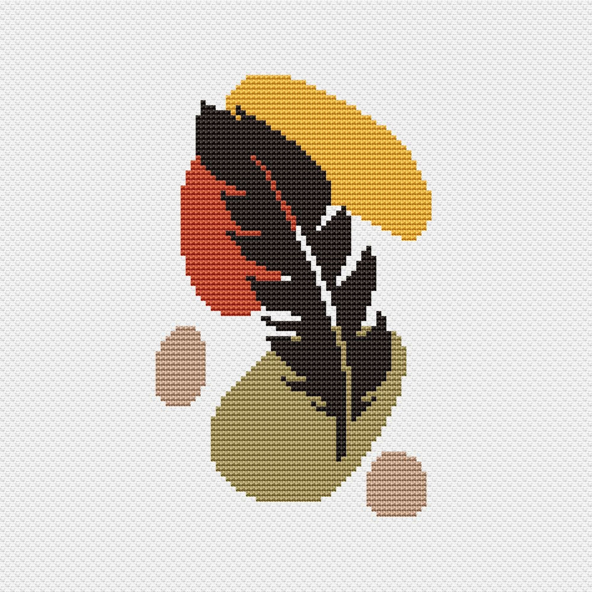 Boho Cross Stitch Pattern PDF, Mid Century Minimalist Wall Decor ...