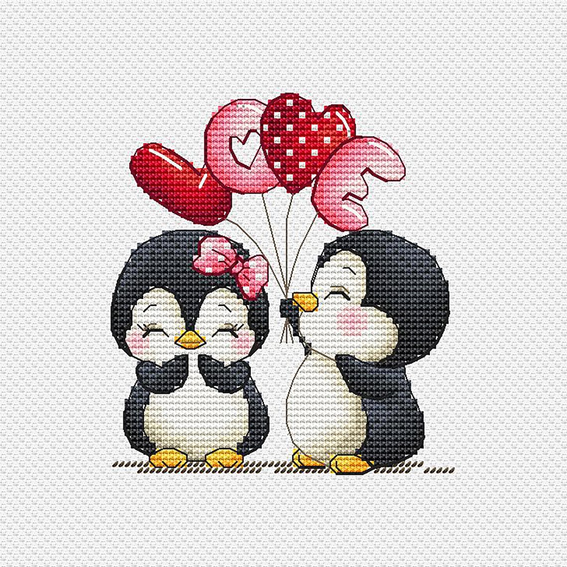 Penguin Cross Stitch Pattern PDF Instant Download Love - Etsy UK