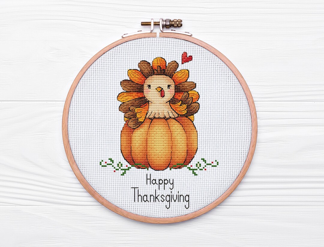 Thanksgiving Cross Stitch Pattern, Turkey Cross Stitch, Modern ...
