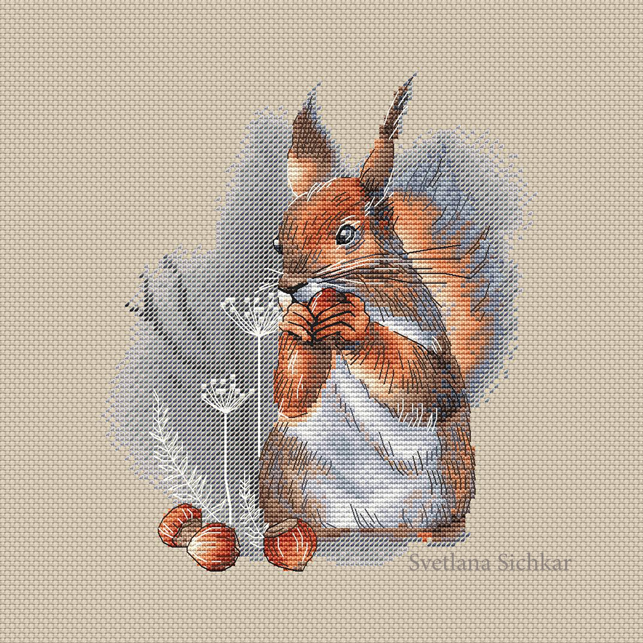 Squirrel Cross Stitch Pattern PDF Animal Counted Cross | Etsy