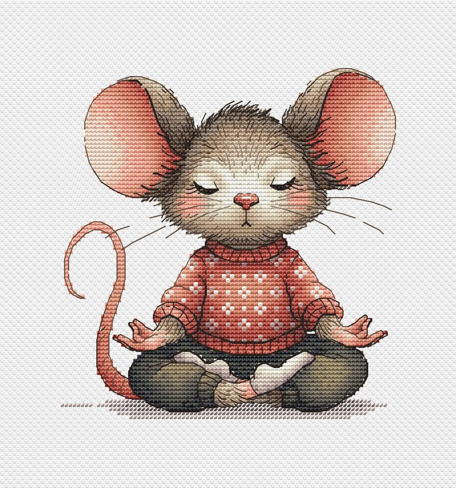 Yoga Mouse Cross Stitch Pattern, Relaxing Meditating Zen Master Gift ...
