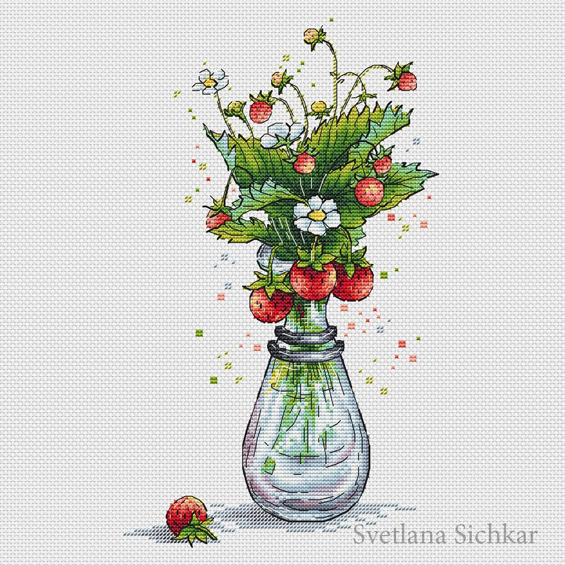 Strawberry Cross Stitch Pattern PDF Berries Counted Cross - Etsy