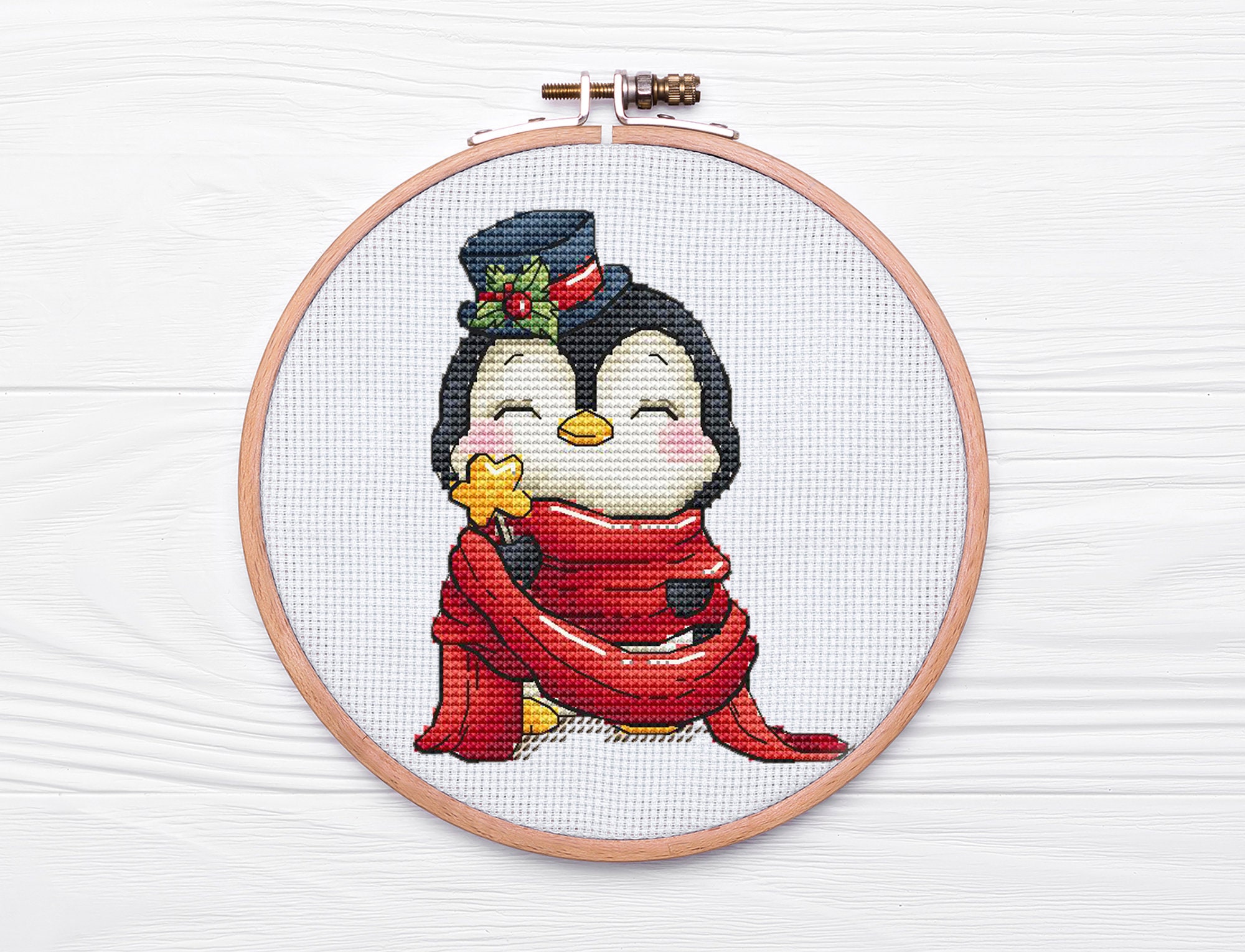 Christmas Cross Stitch Pattern, Christmas Chart Penguin, Tiny Cross ...
