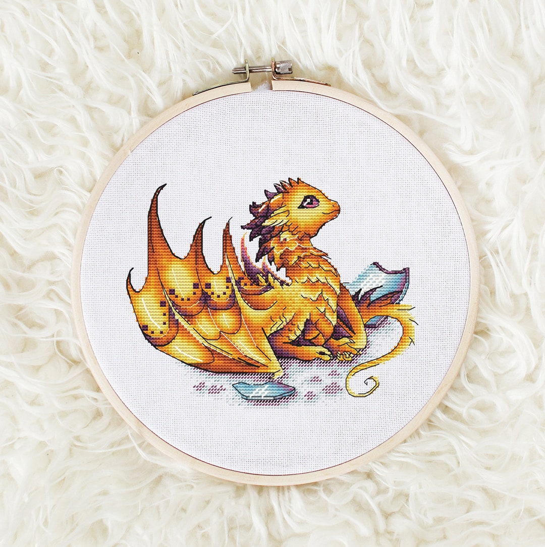Dragon Cross Stitch Pattern PDF, Golden Dragon Cross Stitch, Fantasy ...