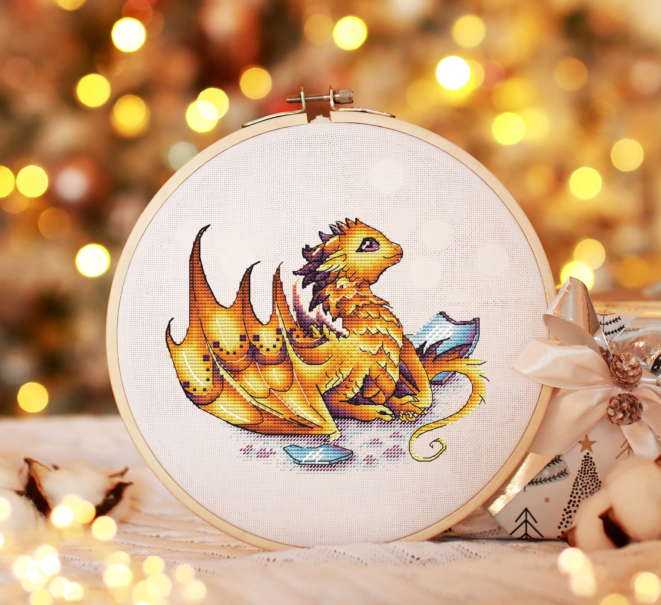 Dragon Cross Stitch Pattern PDF Golden Dragon Cross Stitch - Etsy