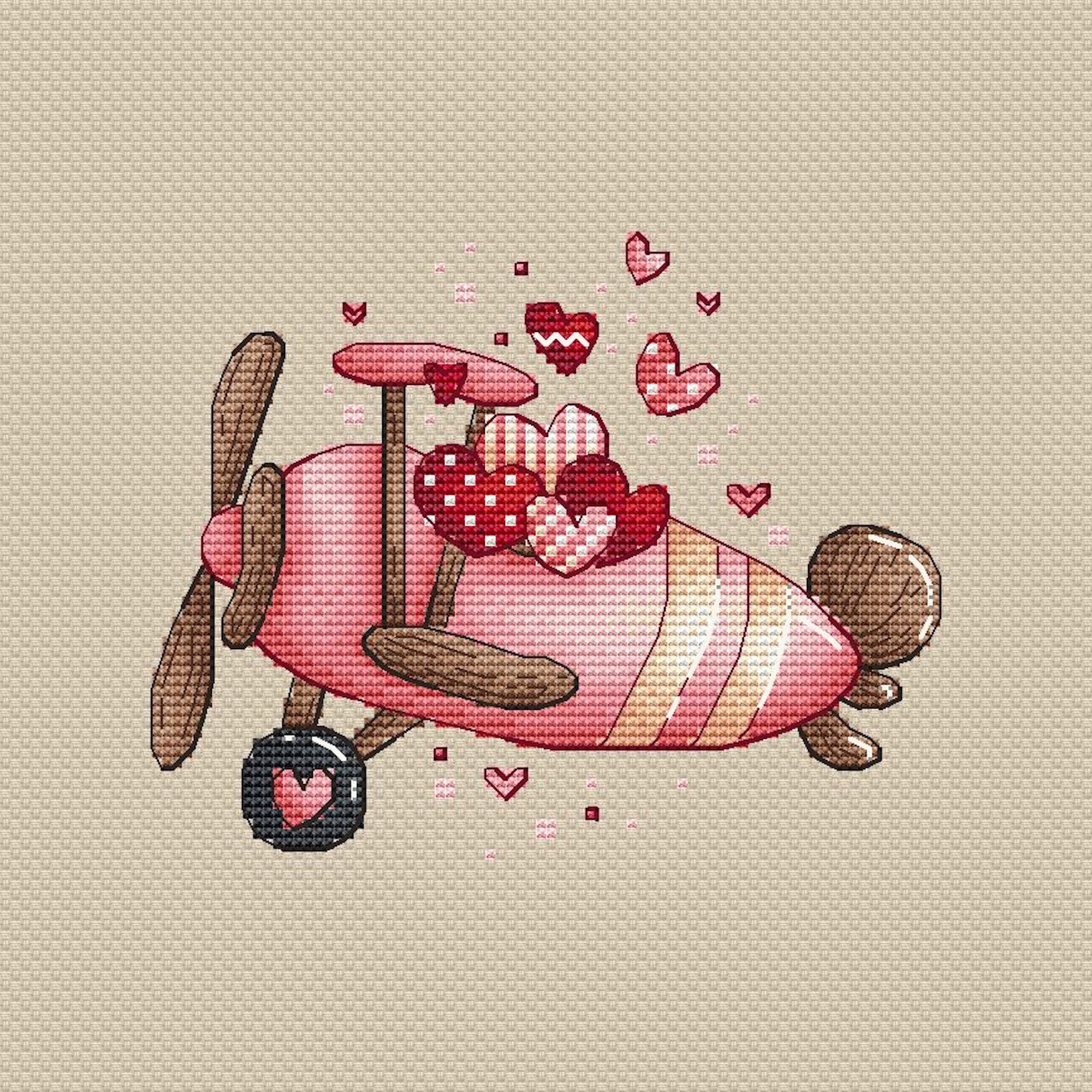 Airplane Cross Stitch PDF Valentine Cross Stitch Pattern - Etsy