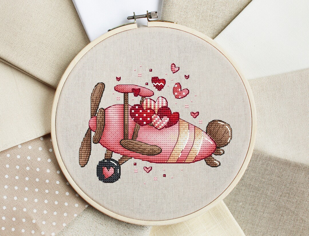 Airplane Cross Stitch PDF Valentine Cross Stitch Pattern Instant ...