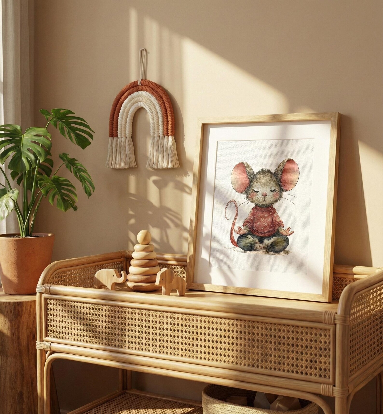 Yoga Mouse Cross Stitch Pattern, Relaxing Meditating Zen Master Gift ...
